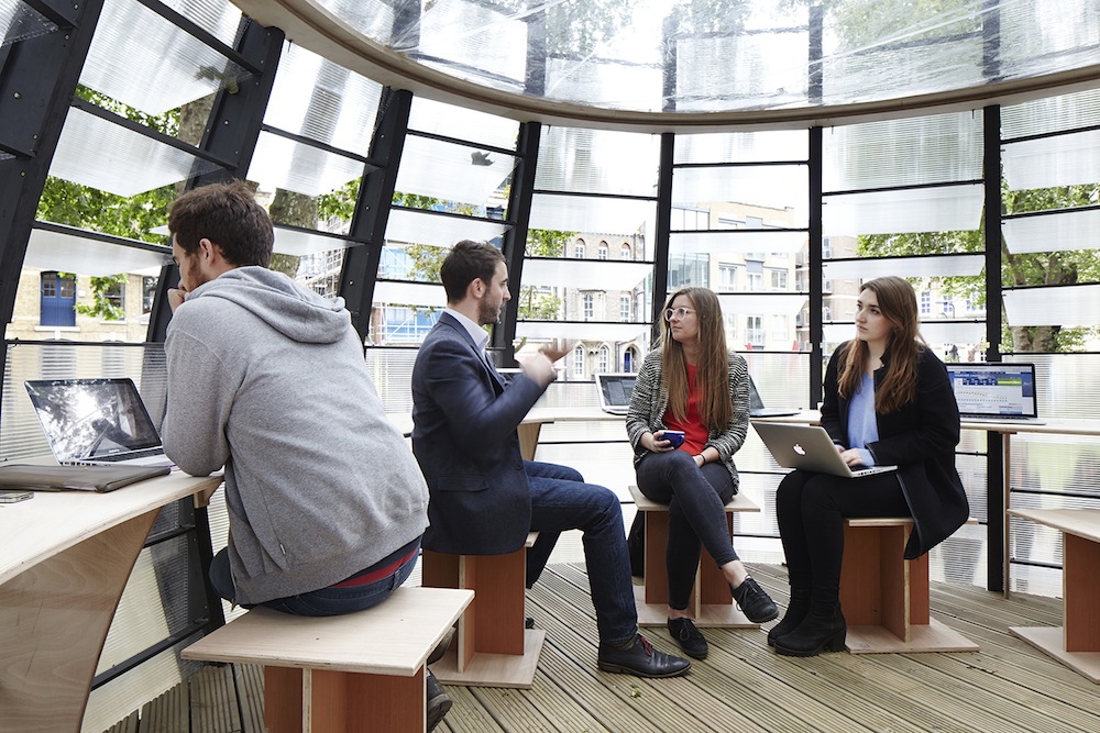 A pop-up office in Hackney Square park | Design Indaba