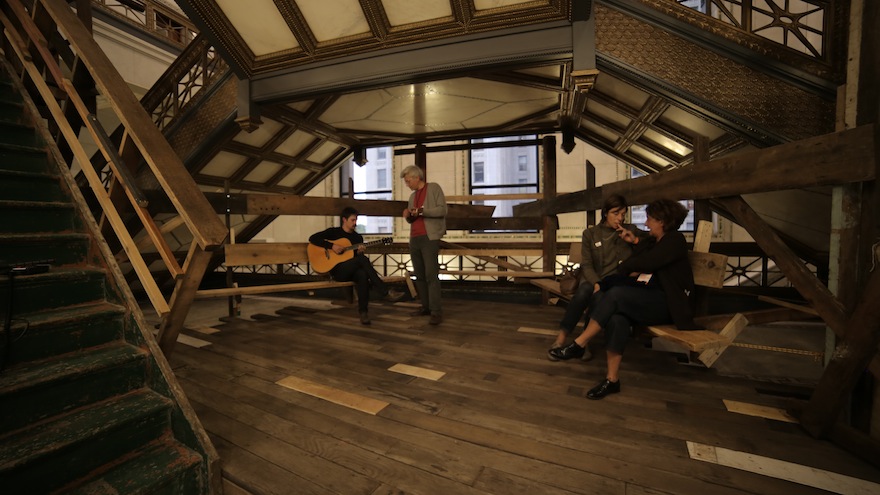 A stage for musical improvisation puts a spotlight on reused building ...