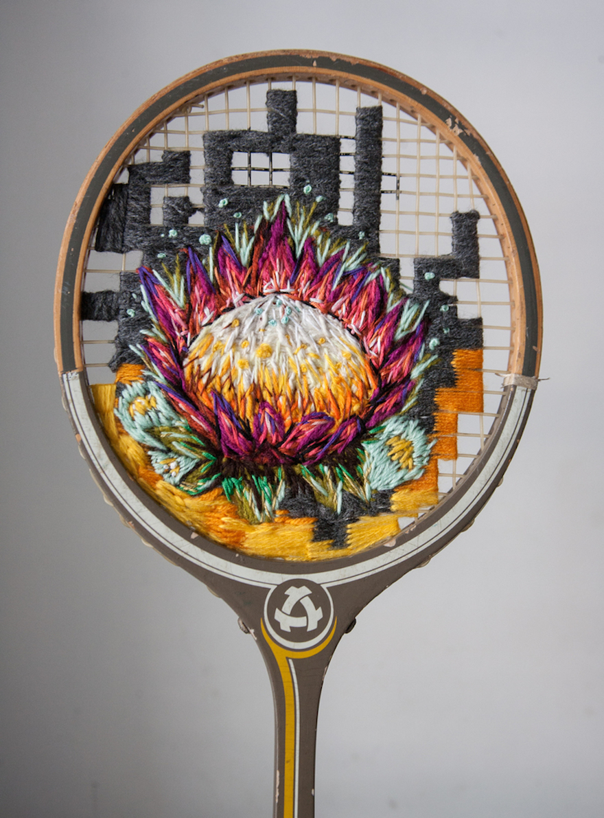 Old tennis rackets become colourful works of art | Design Indaba