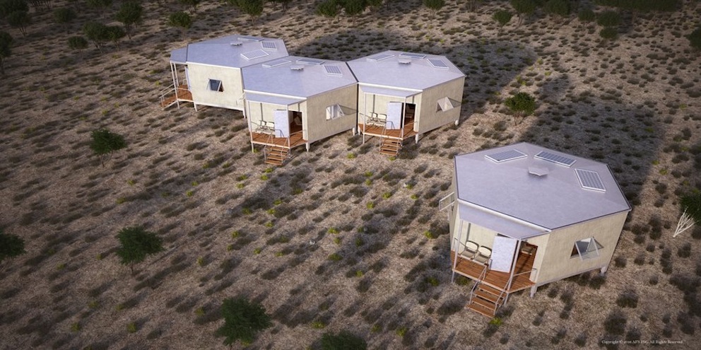 Hexagonal emergency housing designed to perform on a long-term basis ...