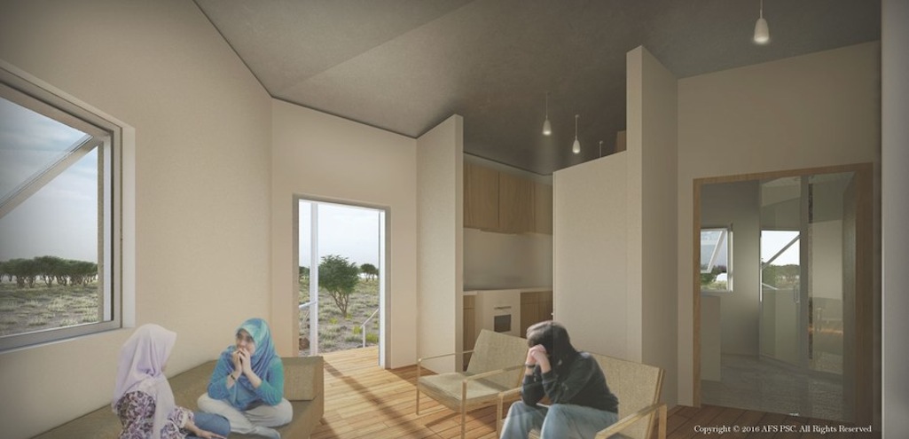 Hexagonal emergency housing designed to perform on a long-term basis ...