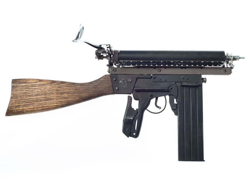 Artist’s mock machine guns are sculpted from old typewriters | Design ...